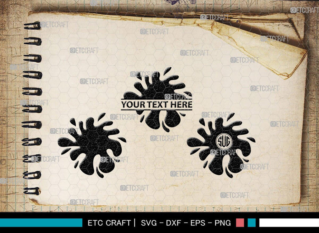 Ink Splatter Monogram, Ink Splatter Silhouette, Ink Splatter SVG, Paint ...