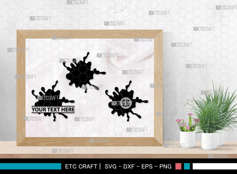 Ink Splatter Monogram, Ink Splatter Silhouette, Ink Splatter SVG, Paint ...