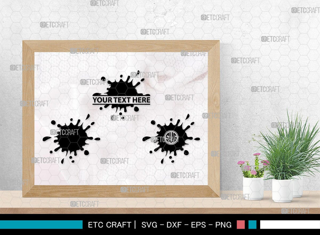 Ink Splatter Monogram, Ink Splatter Silhouette, Ink Splatter SVG, Paint ...