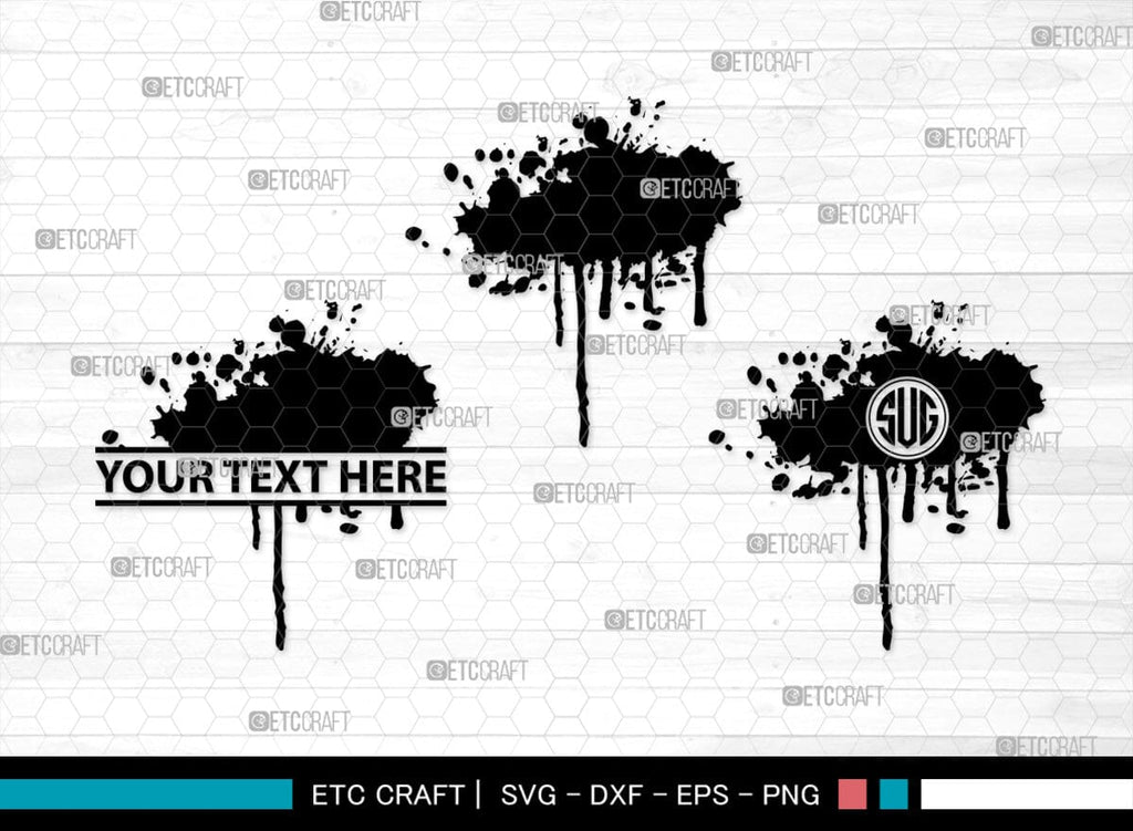 Ink Splatter Monogram, Ink Splatter Silhouette, Ink Splatter SVG, Paint ...