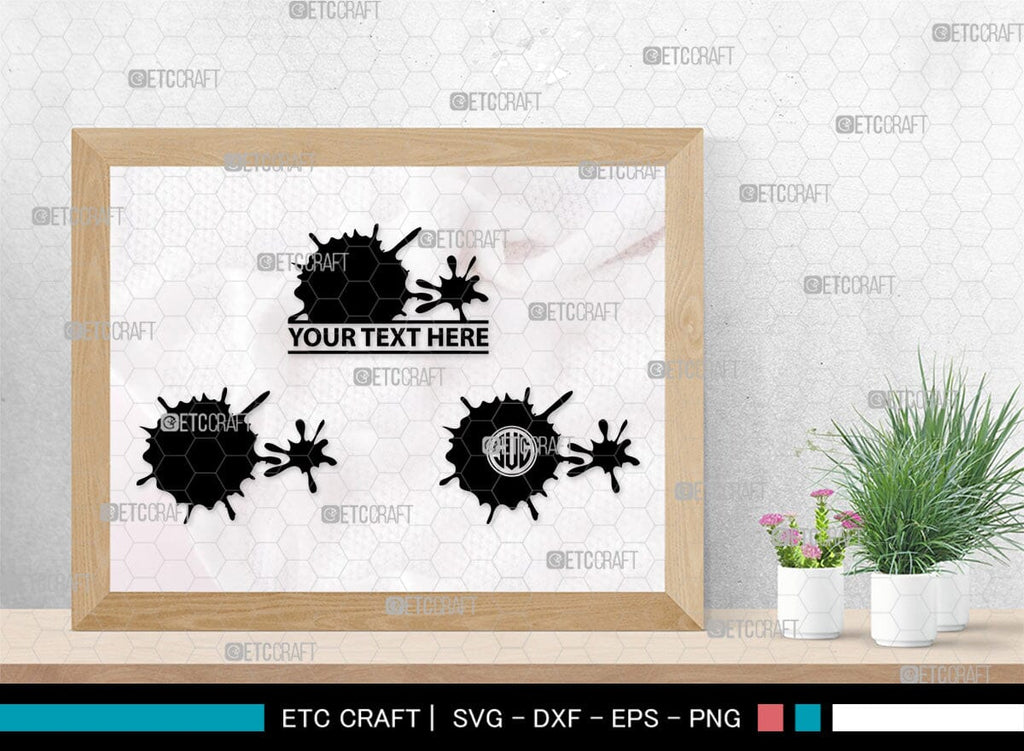 Ink Splatter Monogram, Ink Splatter Silhouette, Ink Splatter SVG, Paint ...