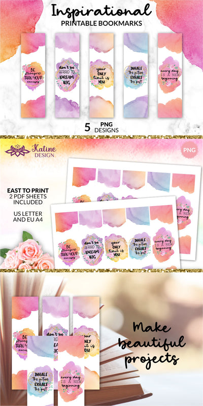 Inspirational Bookmarks, Motivational Quotes, Watercolor Bookmarks ...
