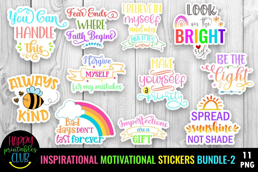 Inspirational-Motivational - Positivity Stickers Bundle 2 - So Fontsy