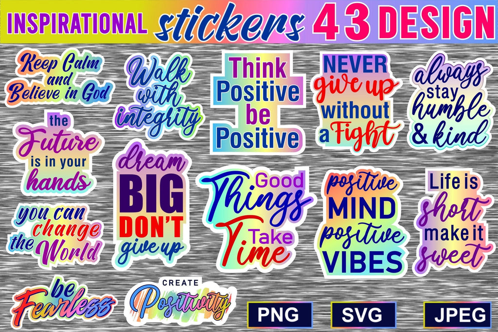 inspirational Sticker Bundle, Inspirational Quotes Stickers Design ...