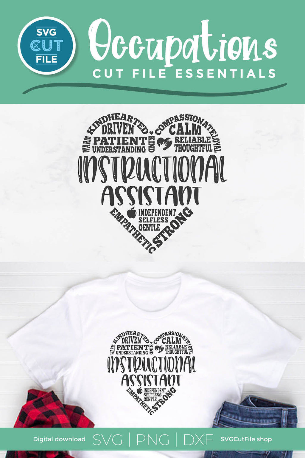Instructional assistant svg with subway art heart - So Fontsy