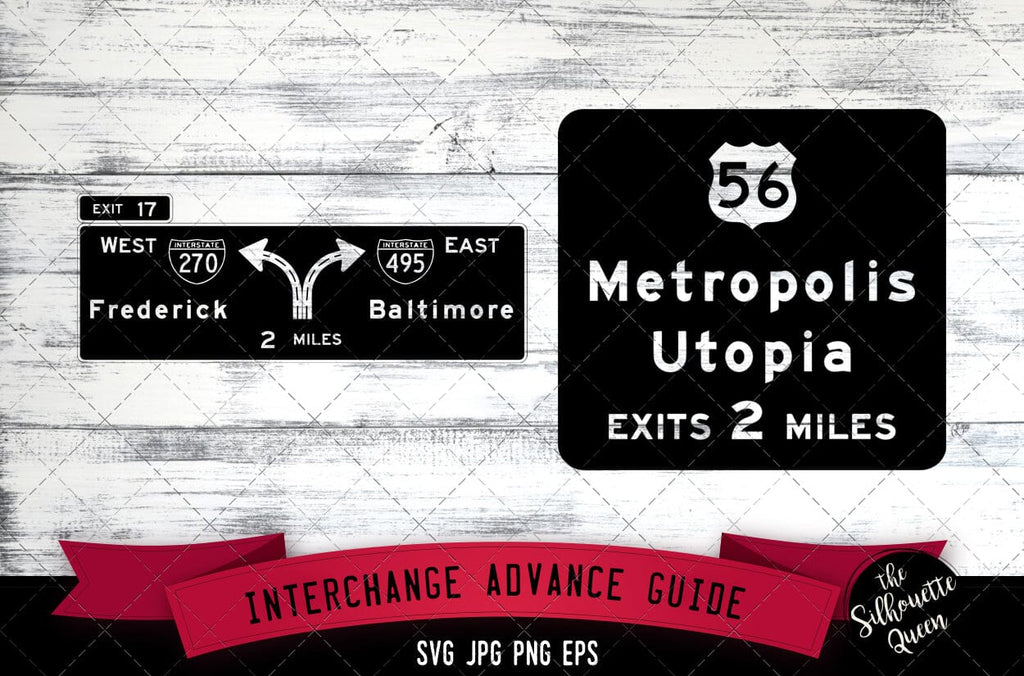Interchange Advance Guide Signs Icon SVG -Vector Symbol Commercial & P ...