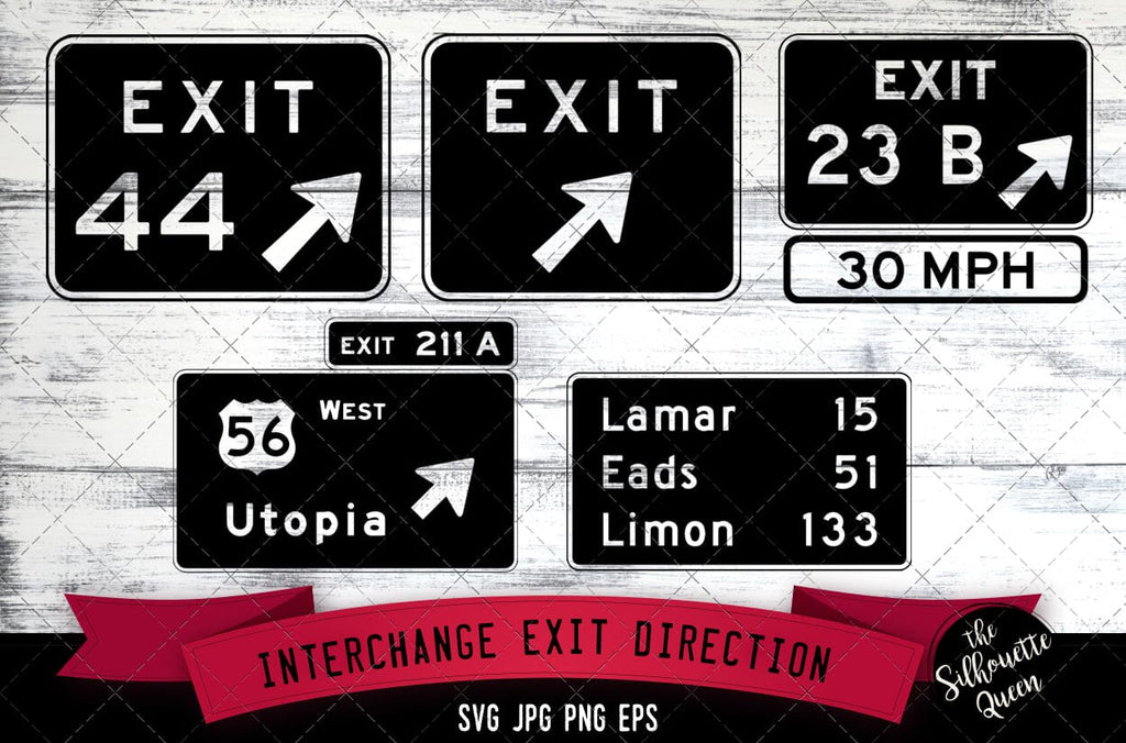 Interchange Exit Direction Signs Icon SVG -Vector Symbol Commercial ...