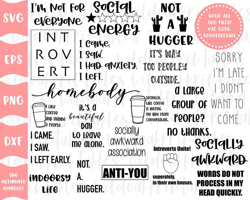introvert svg bundle, introverts svg, funny svg sayings, socially ...