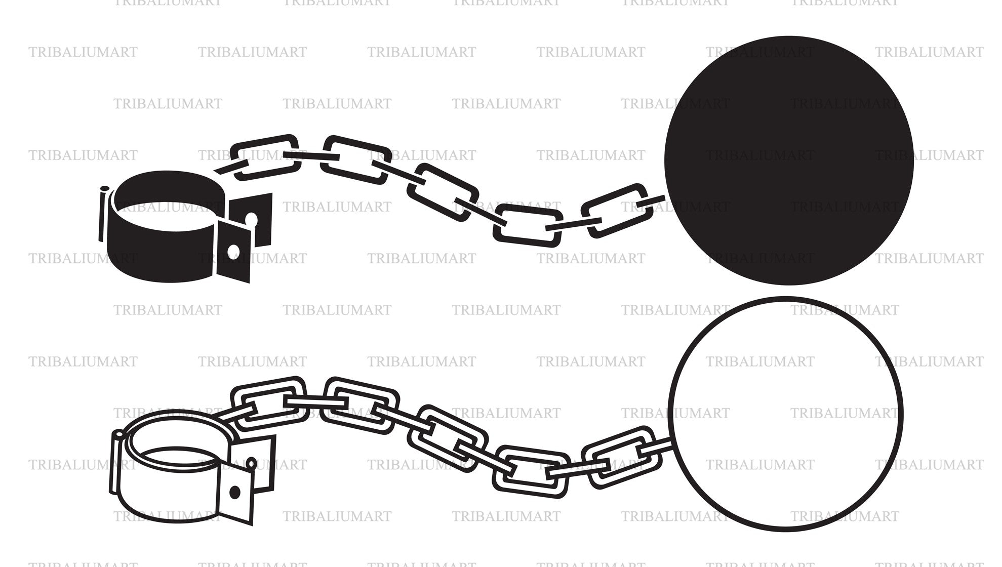 Iron chain with shackle. Cut files for Cricut. Clip Art silhouettes ...