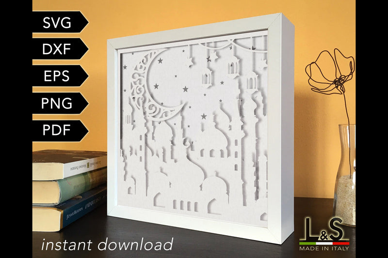 Islamic Shadow Box Template | 3D Layered Ramadan Light Box Svg - So Fontsy