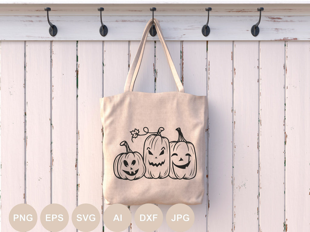Jack o lanterns Svg file, Row of Pumpkin Cut file, Halloween Svg, Fall ...