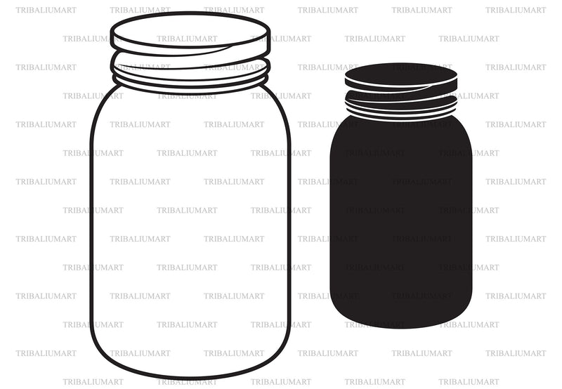Jar. Cut files for Cricut. Clip Art silhouette (eps, svg, pdf, png, dxf ...