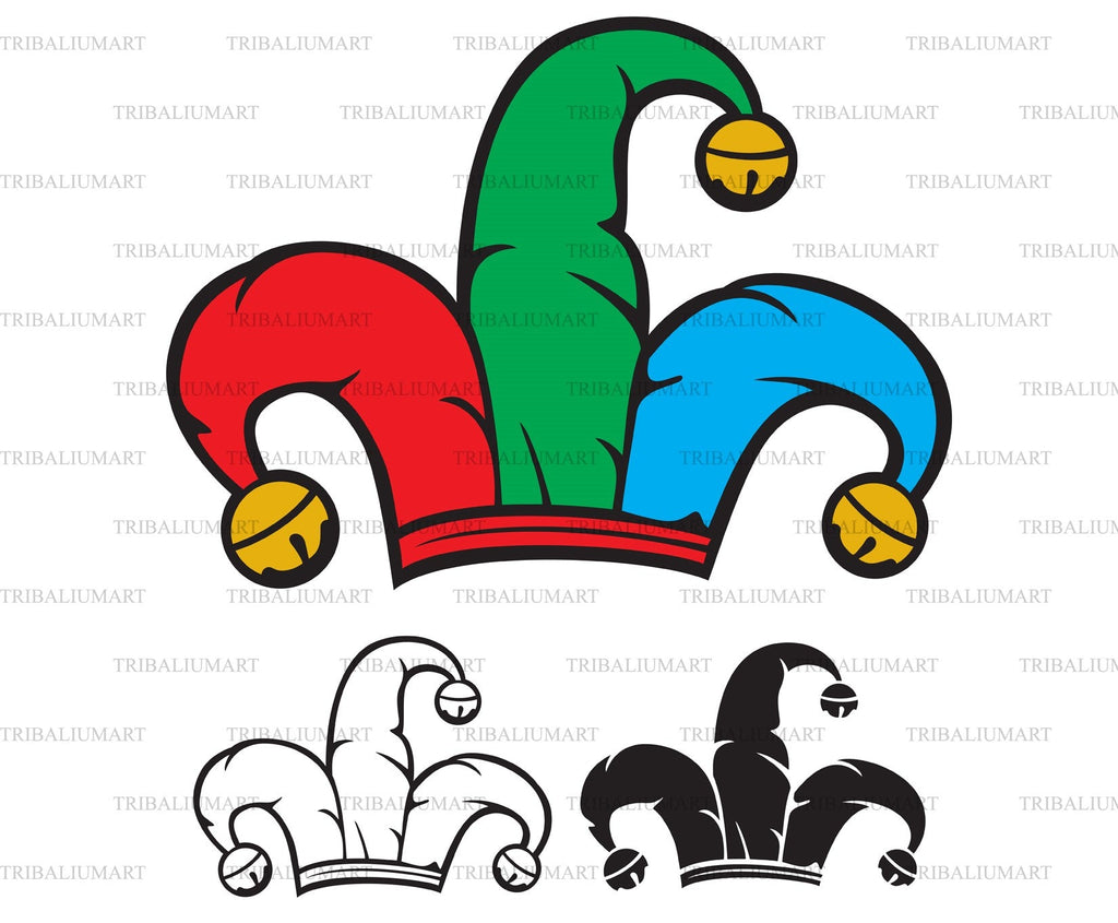 Jester hat. Cut files for Cricut. Clip Art silhouettes (eps, svg, pdf ...