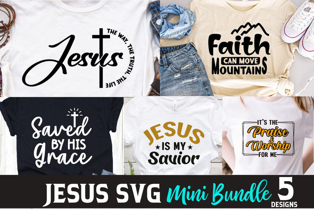 Jesus SVG Mini Bundle - 5 Christian Quotes SVG - So Fontsy