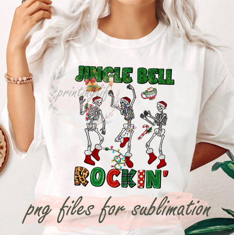Jingle Bell Rockin Png, Christmas Png, Skeleton Dancing Design Png ...