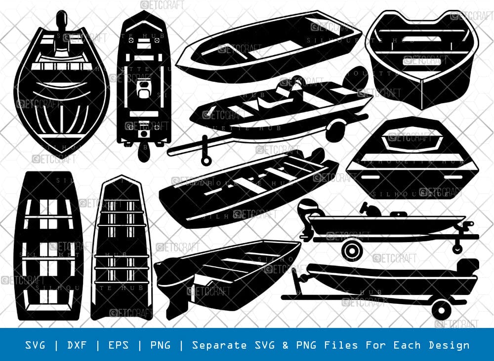 Jon Boat Silhouette, Jon Boat SVG, Motor Boat Svg, Speed Boat Svg, Jon ...