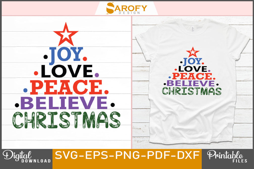 Joy peace love believe christmas SVG Cut File - So Fontsy
