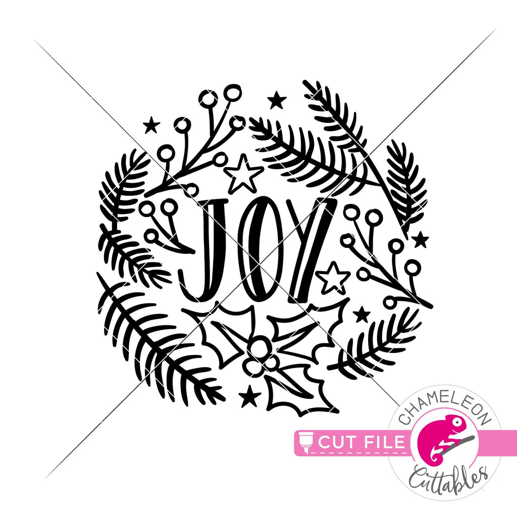 Joy round Christmas circle svg png dxf - So Fontsy
