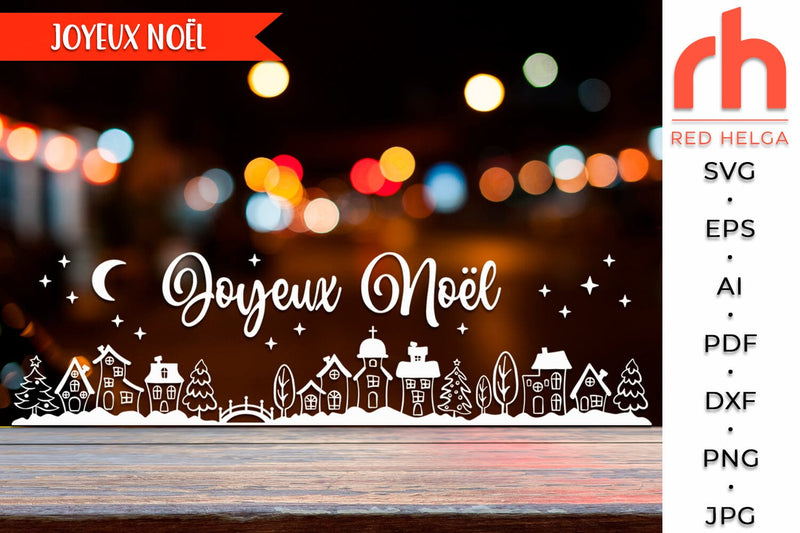 Joyeux Noël SVG - Horizontal Sign Cut File - French Christmas DXF - So ...