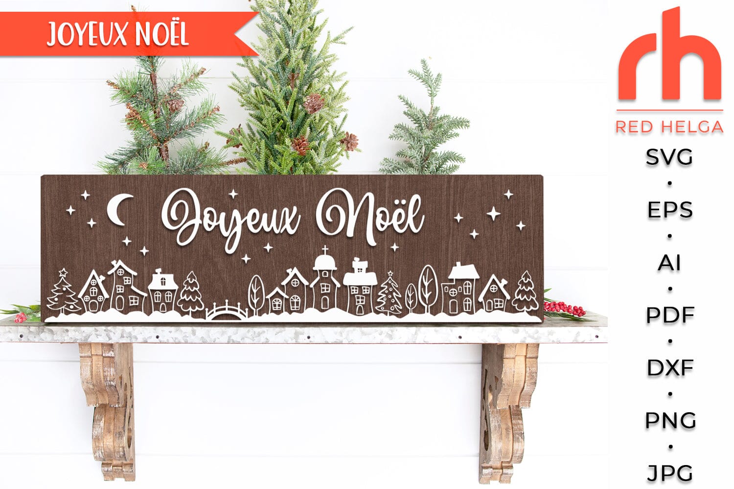 Joyeux Noël SVG - Horizontal Sign Cut File - French Christmas DXF - So ...