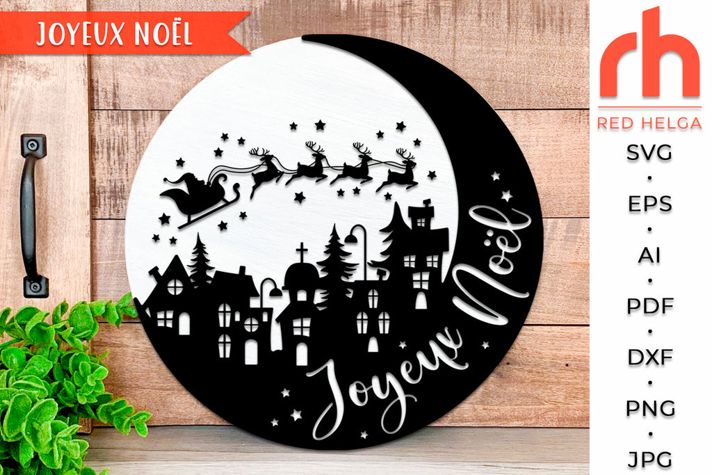 Joyeux Noël SVG - Snowy Village Cut File - French Christmas DXF - So Fontsy