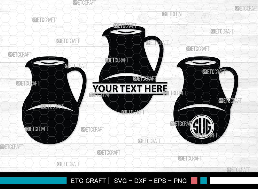 Jug monogram, Jug Silhouette, Jug SVG, Pitcher Svg, Jar Svg, Drink Svg ...