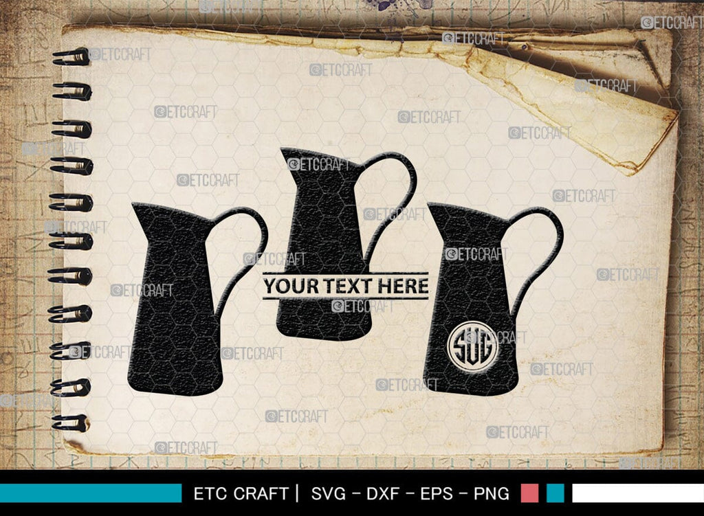 Jug monogram, Jug Silhouette, Jug SVG, Pitcher Svg, Jar Svg, Drink Svg ...