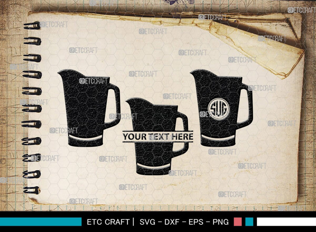 Jug monogram, Jug Silhouette, Jug SVG, Pitcher Svg, Jar Svg, Drink Svg ...