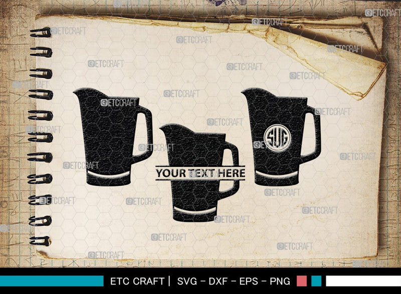 Jug monogram, Jug Silhouette, Jug SVG, Pitcher Svg, Jar Svg, Drink Svg ...