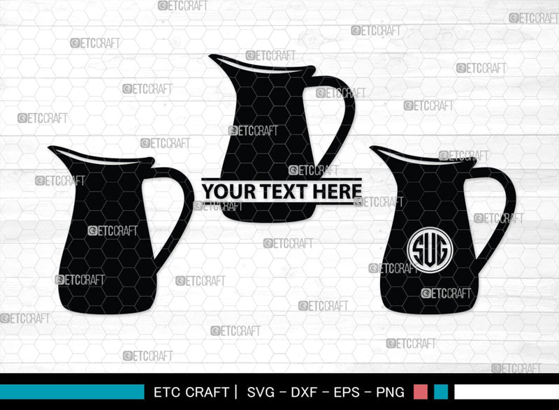 Jug monogram, Jug Silhouette, Jug SVG, Pitcher Svg, Jar Svg, Drink Svg ...
