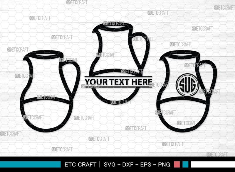 Jug monogram, Jug Silhouette, Jug SVG, Pitcher Svg, Jar Svg, Drink Svg ...