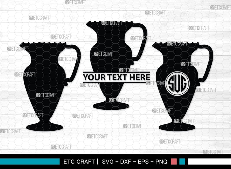 Jug monogram, Jug Silhouette, Jug SVG, Pitcher Svg, Jar Svg, Drink Svg ...