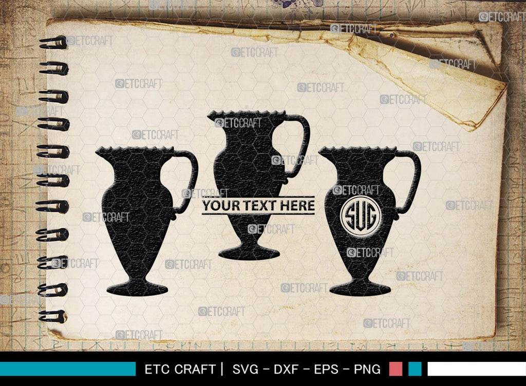 Jug monogram, Jug Silhouette, Jug SVG, Pitcher Svg, Jar Svg, Drink Svg ...