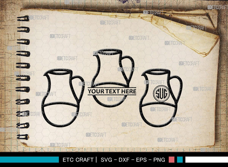 Jug monogram, Jug Silhouette, Jug SVG, Pitcher Svg, Jar Svg, Drink Svg ...