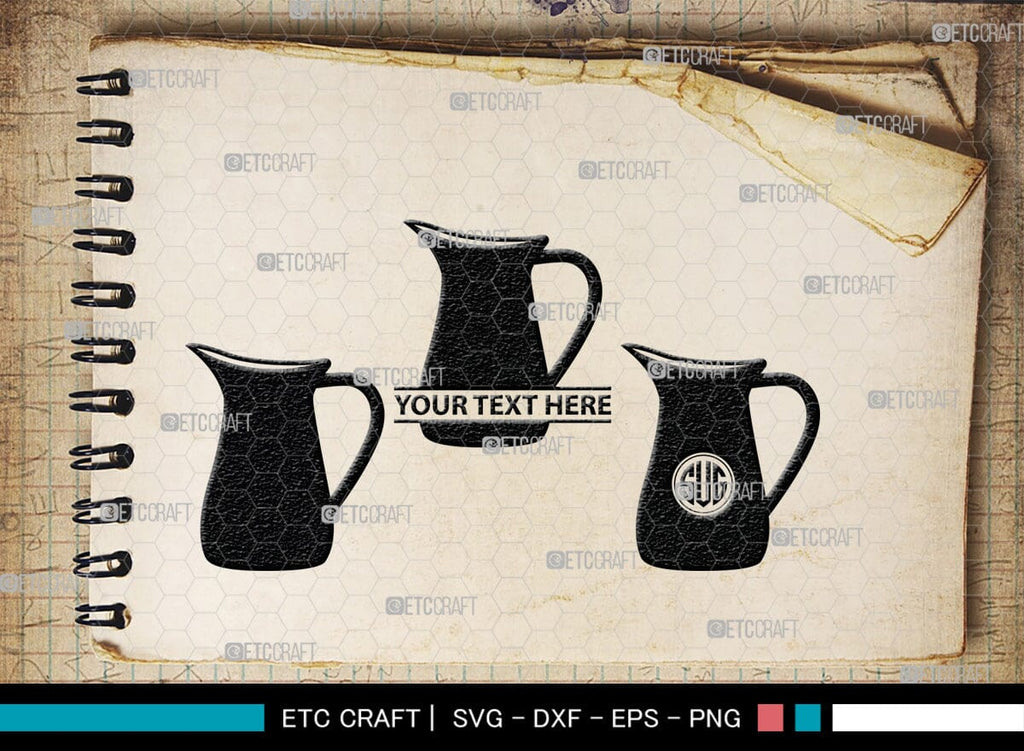 Jug monogram, Jug Silhouette, Jug SVG, Pitcher Svg, Jar Svg, Drink Svg ...