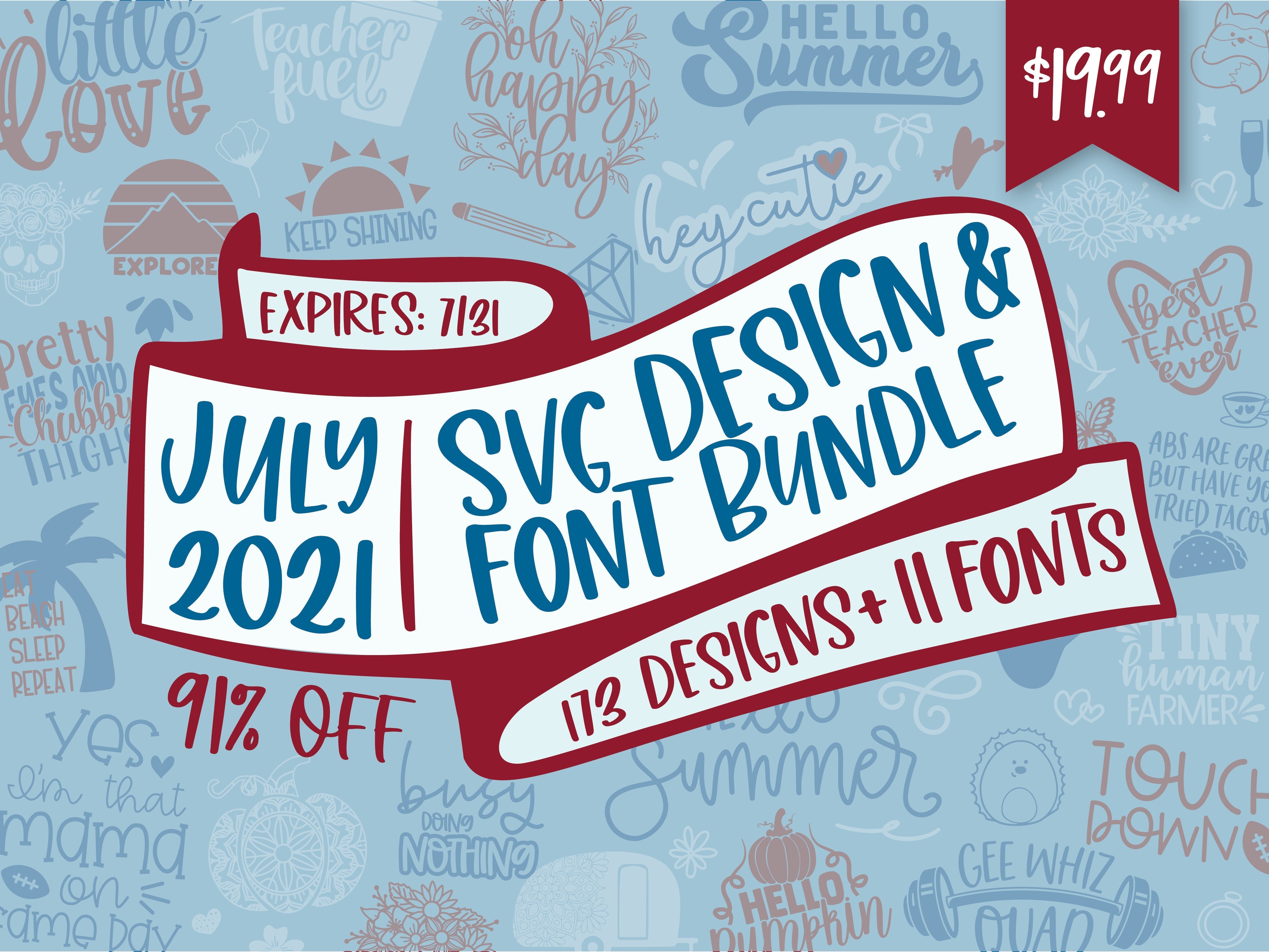 July 2021 SVG & Fonts Bundle - So Fontsy