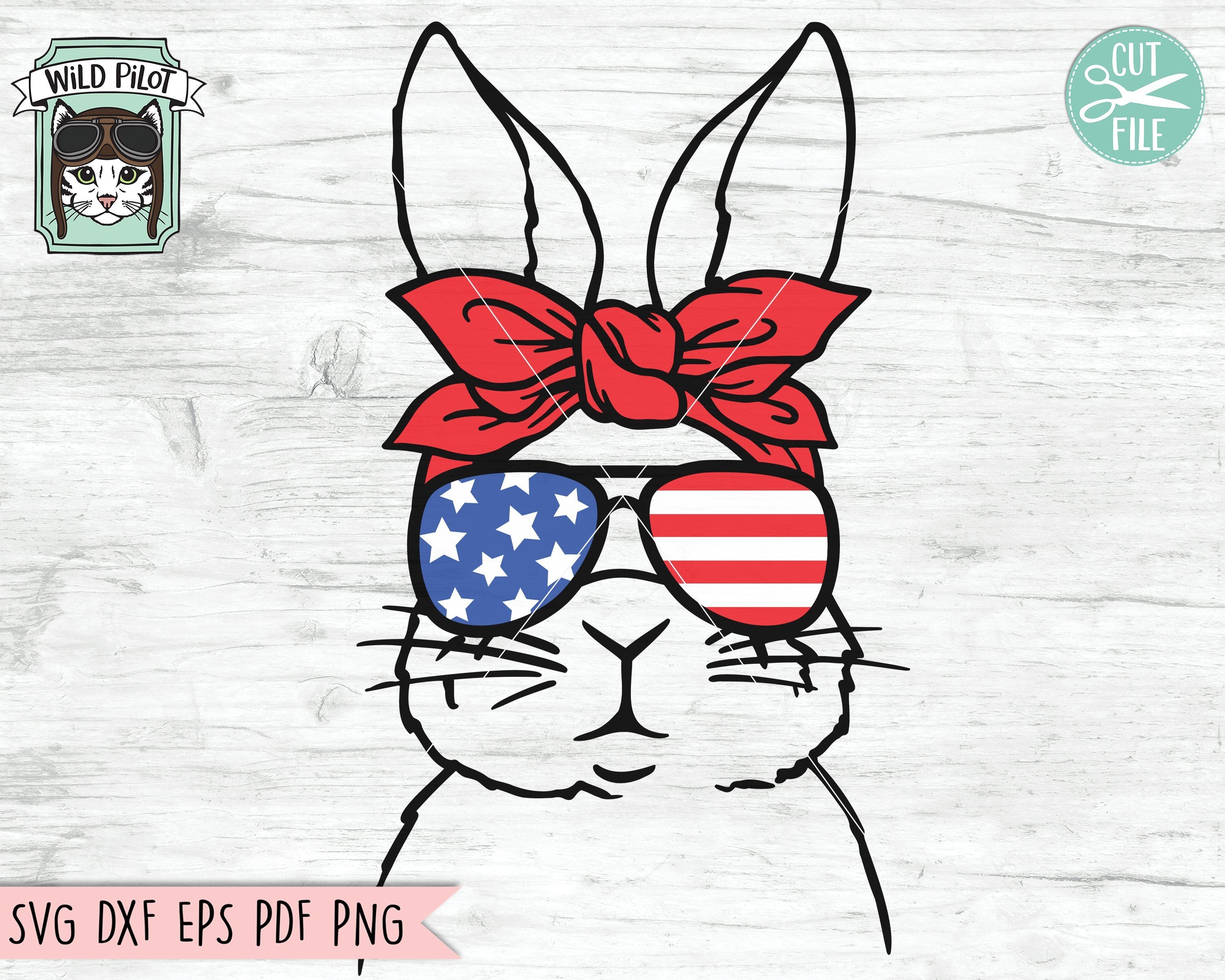 July 4th Bunny SVG, Fourth of July Bunny svg file, Rabbit Glasses svg ...