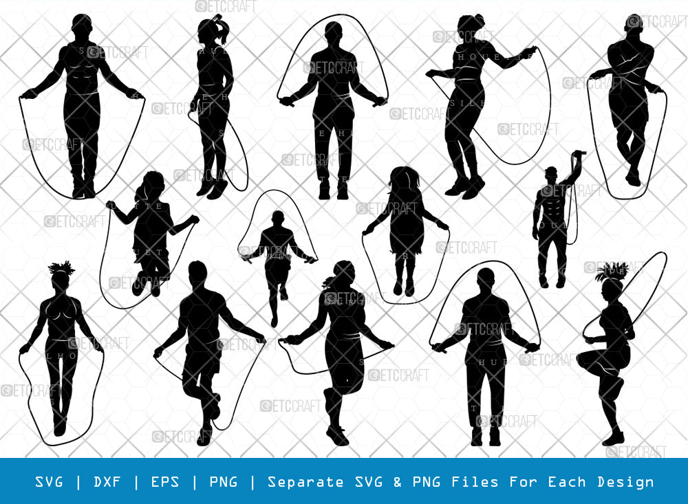 Jumping Rope SVG, Rope Silhouette, Skipping Player Svg, Jump Rope Svg ...