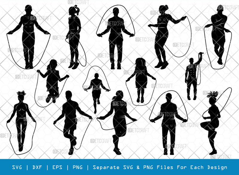 Jumping Rope SVG, Rope Silhouette, Skipping Player Svg, Jump Rope Svg ...