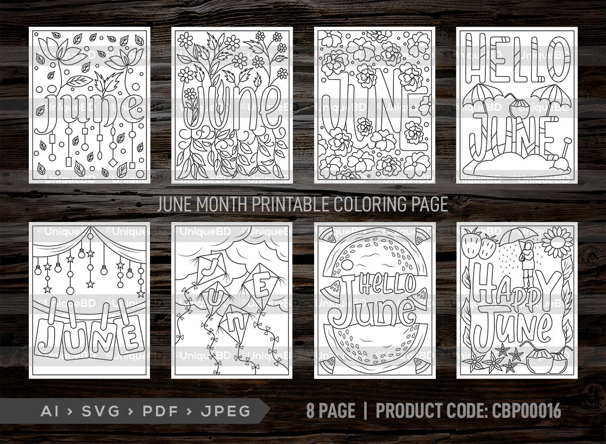 coloring pages for the month of june