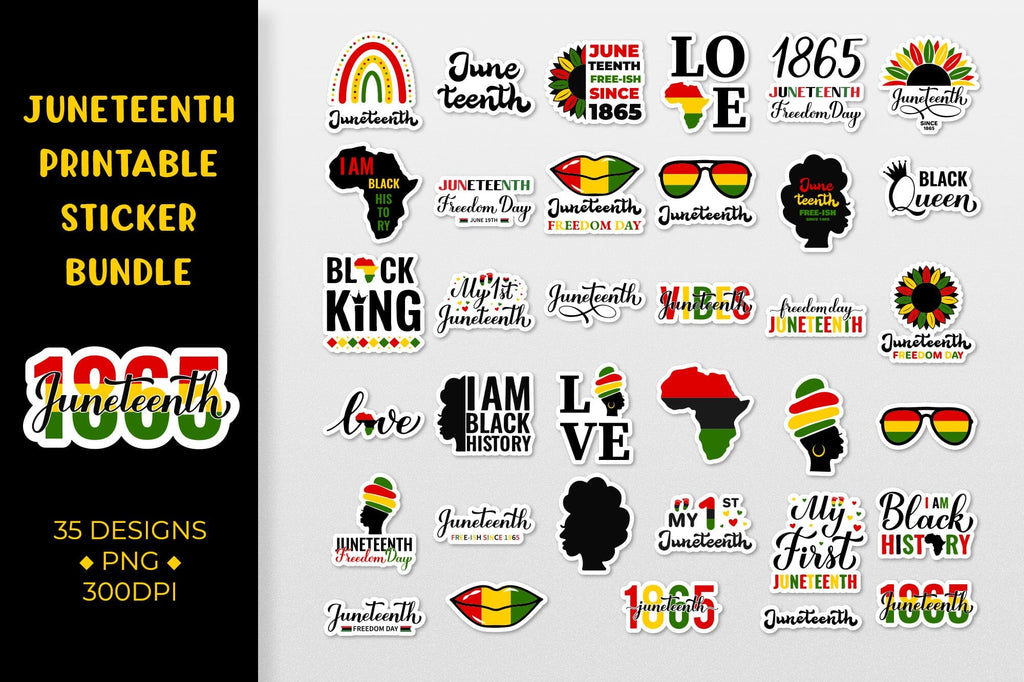 Juneteenth sticker bundle. Black history stickers printable - So Fontsy