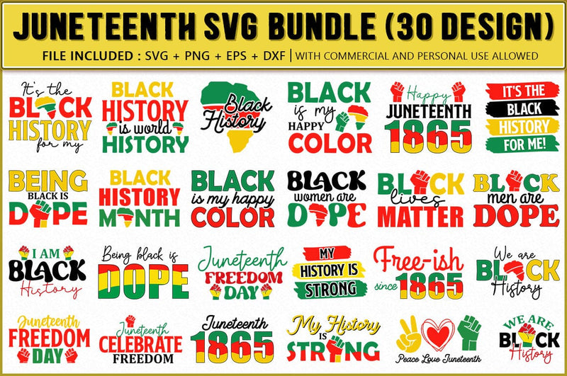 Juneteenth SVG Bundle, Black history month SVG Bundle, 30 Designs ...