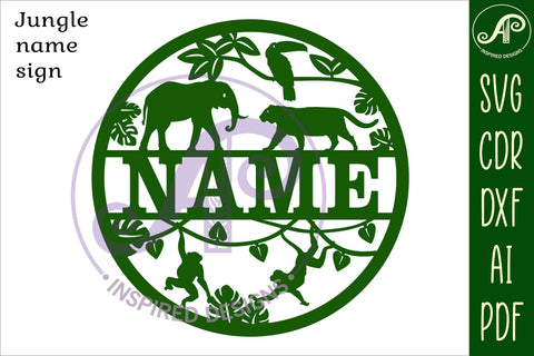 Jungle name sign svg laser cut template - So Fontsy