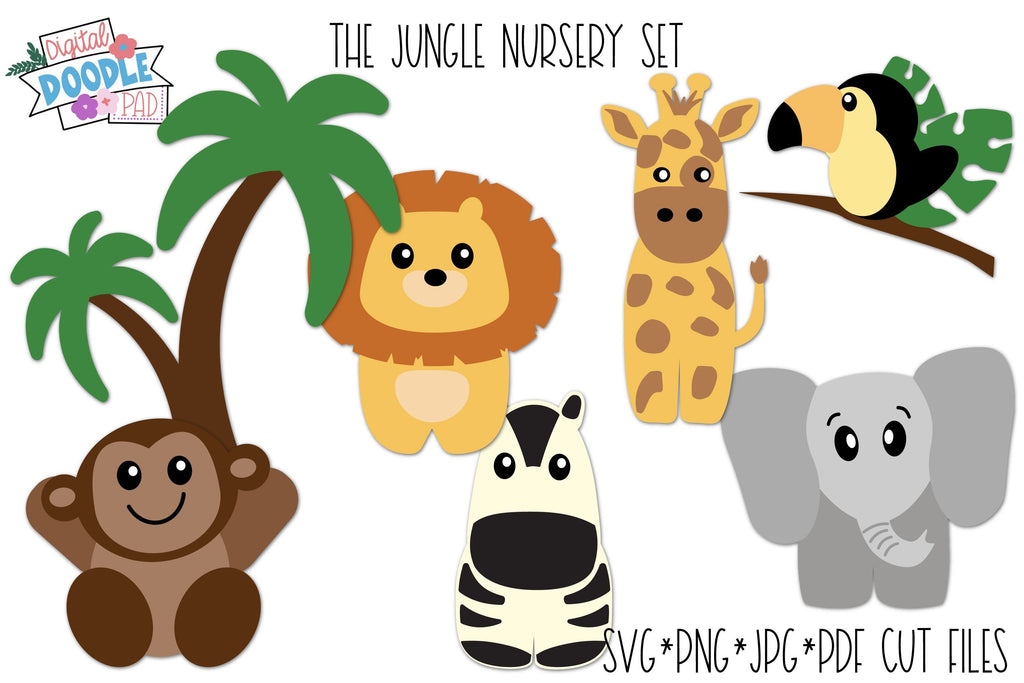 Jungle Nursery SVG Cut File Set For Cricut and Silhouette - So Fontsy