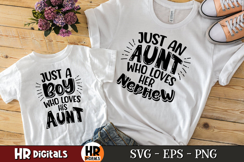 Just an Aunt Who Loves Her Niece And Nephew SVG, Matching Aunt And Me ...