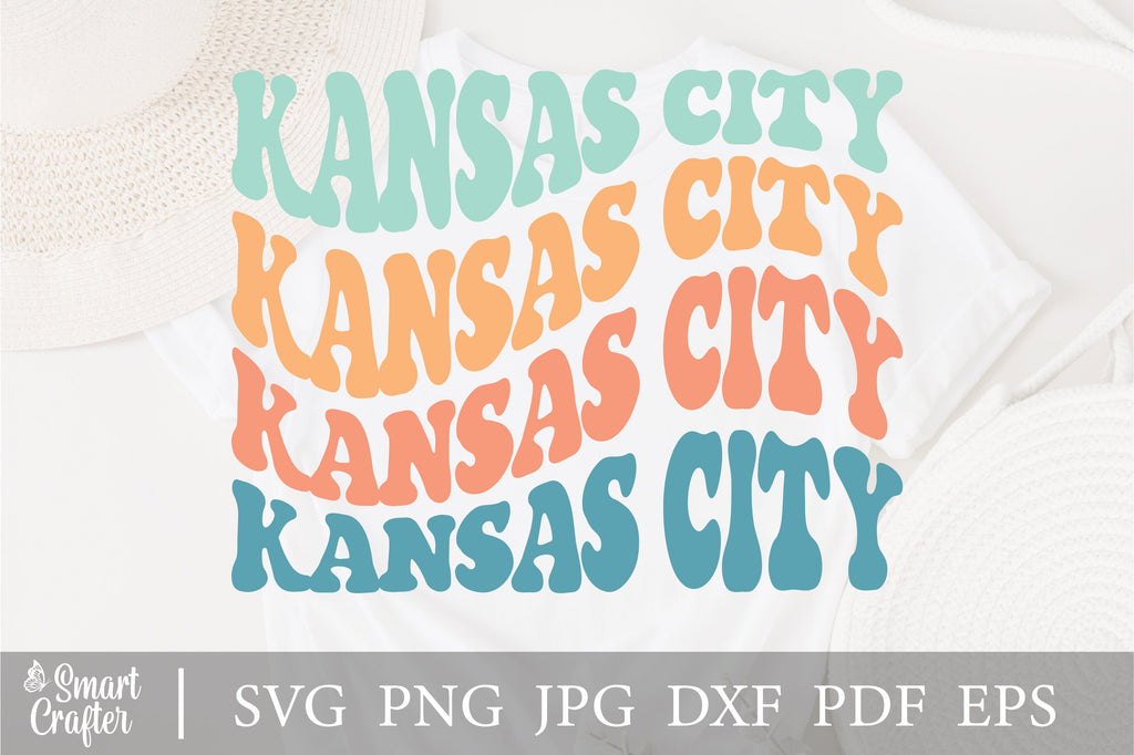 Kansas City svg, Kansas City Chiefs svg, wavy Groovy svg, style Stacked ...