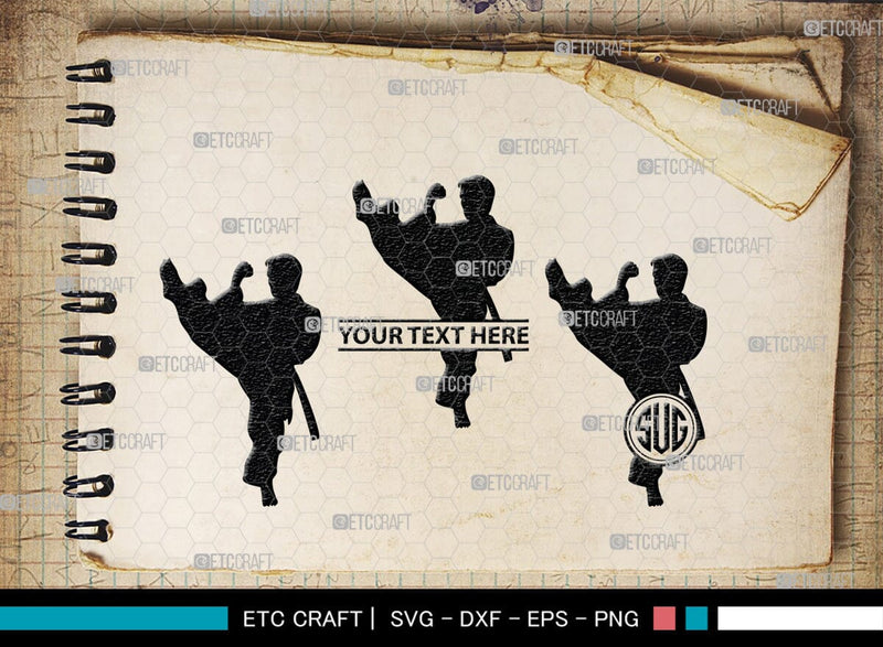 Karate Monogram, Karate Silhouette, Martial Arts Silhouette Svg, Karate ...