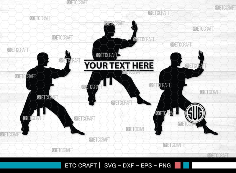 Karate Monogram, Karate Silhouette, Martial Arts Silhouette Svg, Karate ...