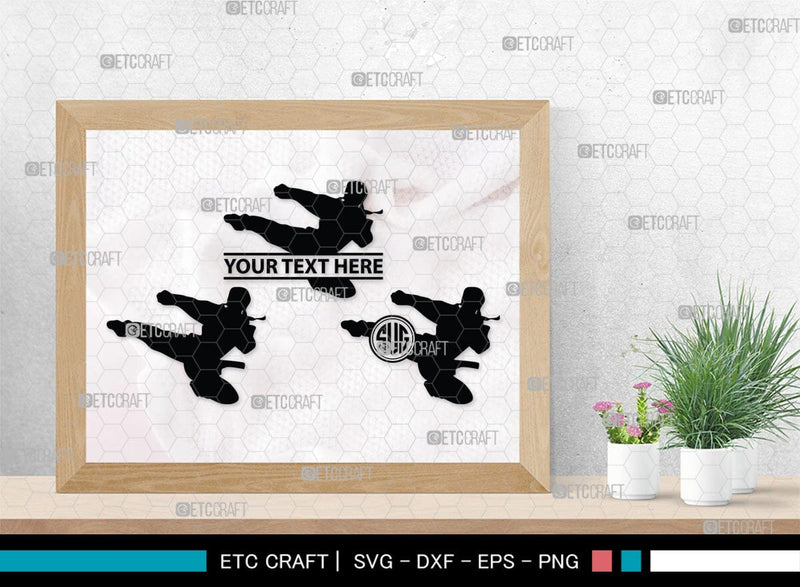 Karate Monogram, Karate Silhouette, Martial Arts Silhouette Svg, Karate ...