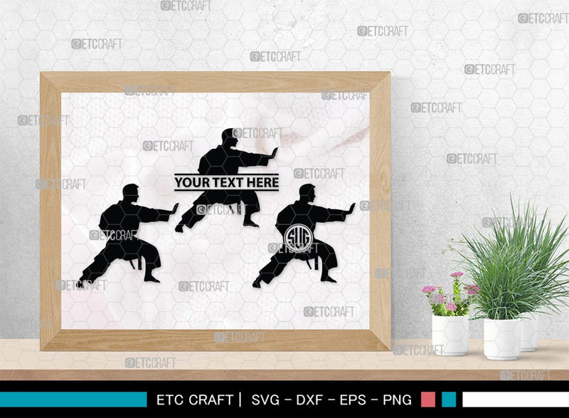 Karate Monogram, Karate Silhouette, Martial Arts Silhouette Svg, Karate ...
